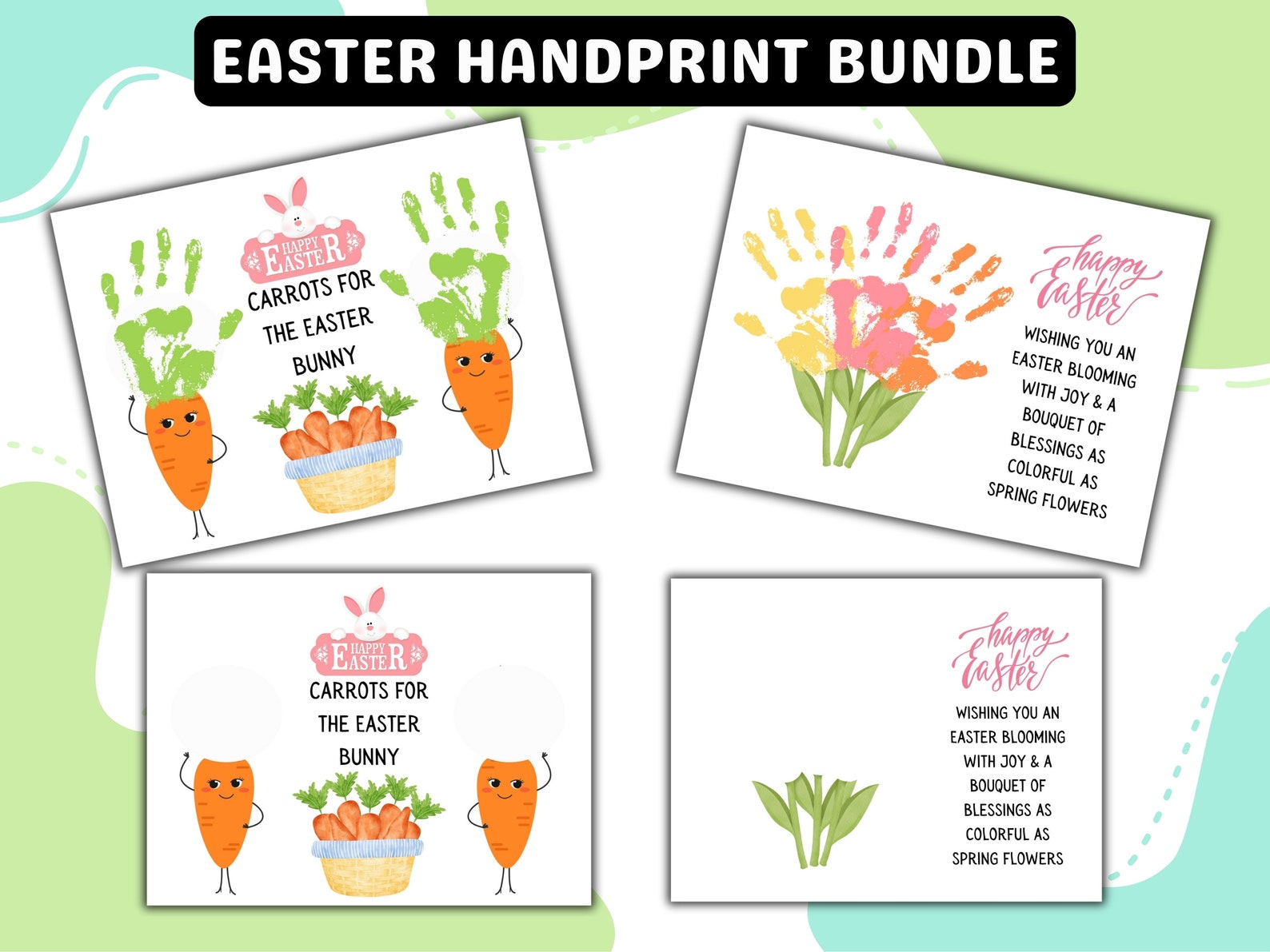 Happy Easter Handprint Footprint Art Craft Bundle, Easter Craft for ...
