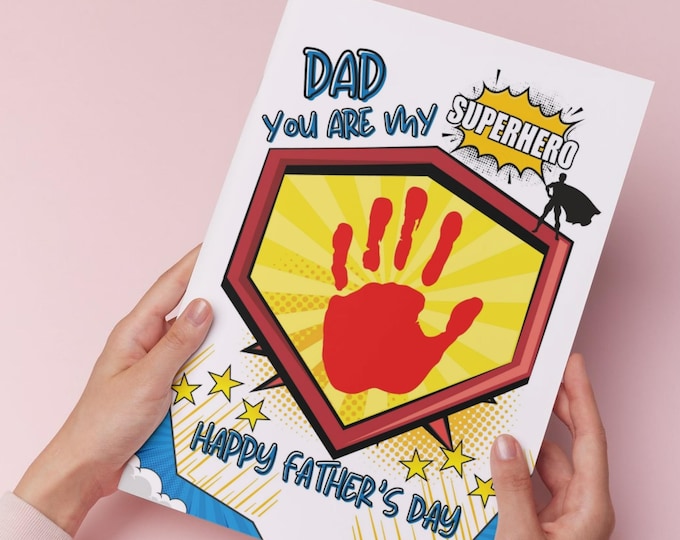 SUPERDAD Father's Day Printable | Handprint Art Craft | Superhero ...