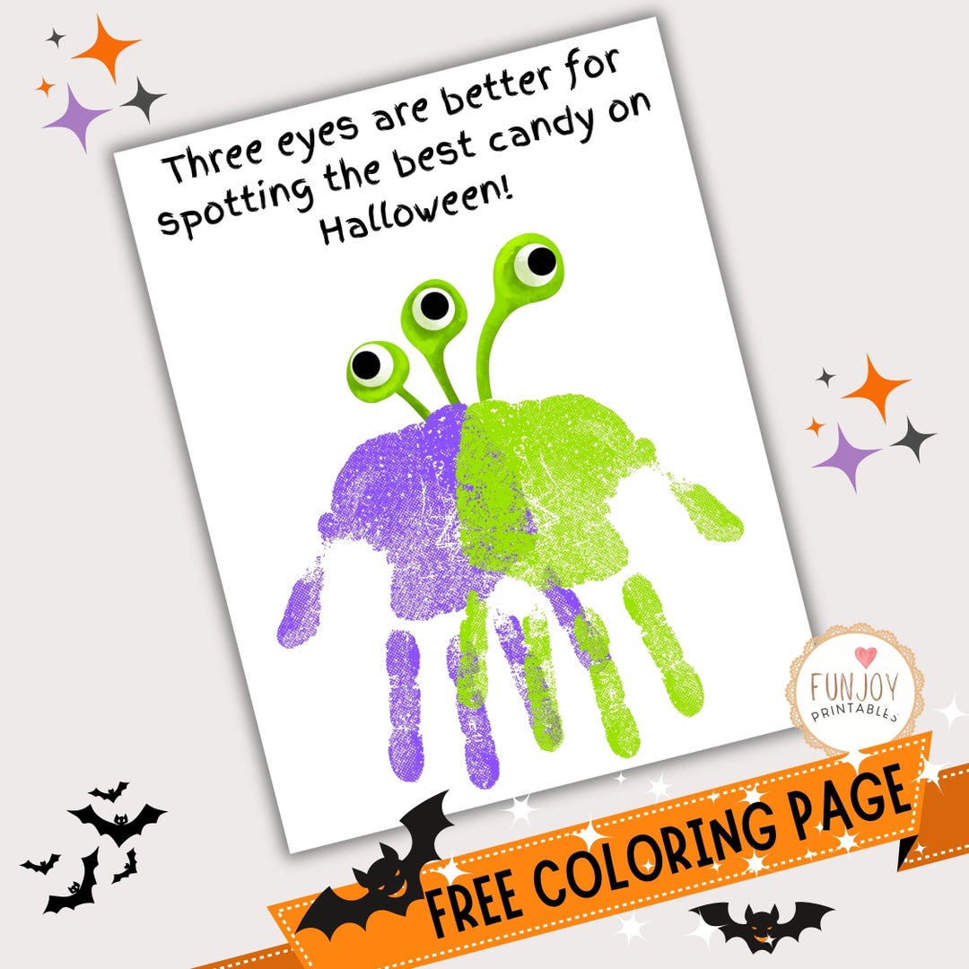 DIY Monster Halloween Handprint Art, Handprint Craft for Kids ...