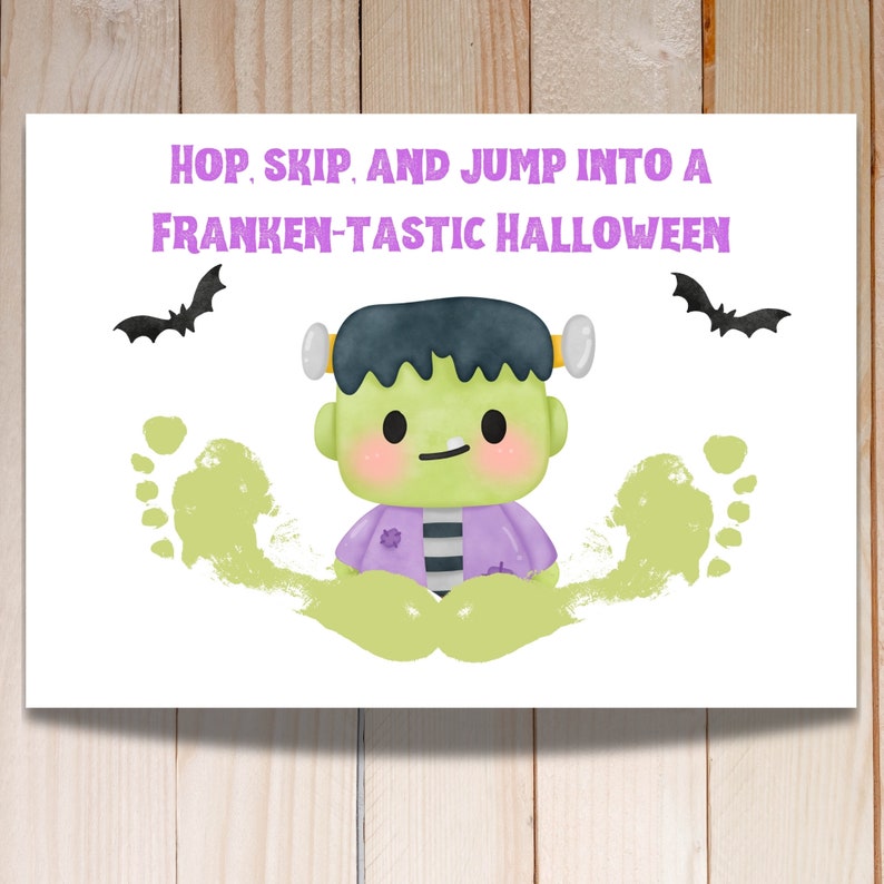 Halloween Footprint Craft, Handprint Craft for Kids, Halloween Activity ...