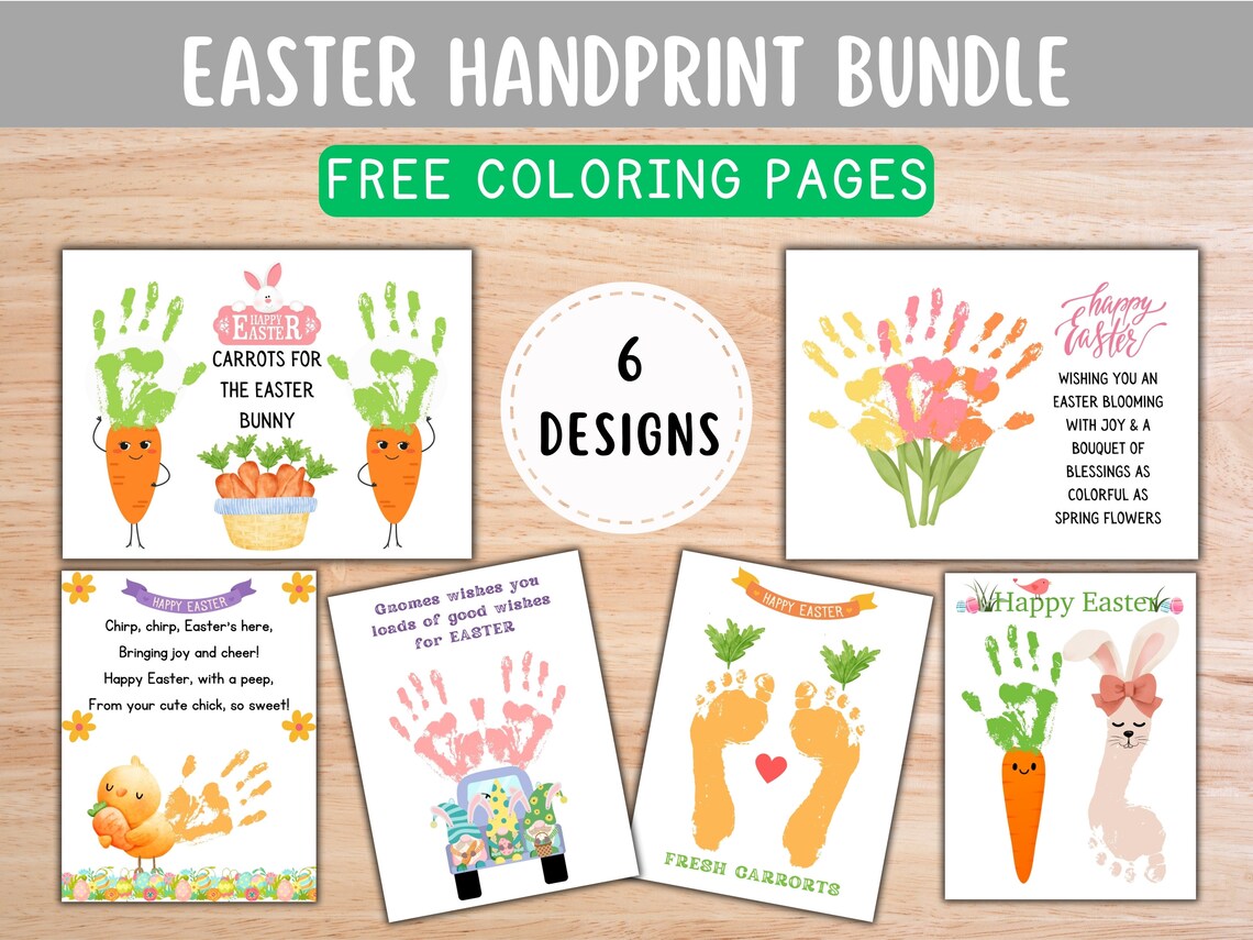 Happy Easter Handprint Footprint Art Craft Bundle, Easter Craft for ...