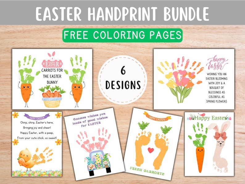Happy Easter Handprint Footprint Art Craft Bundle, Easter Craft for ...