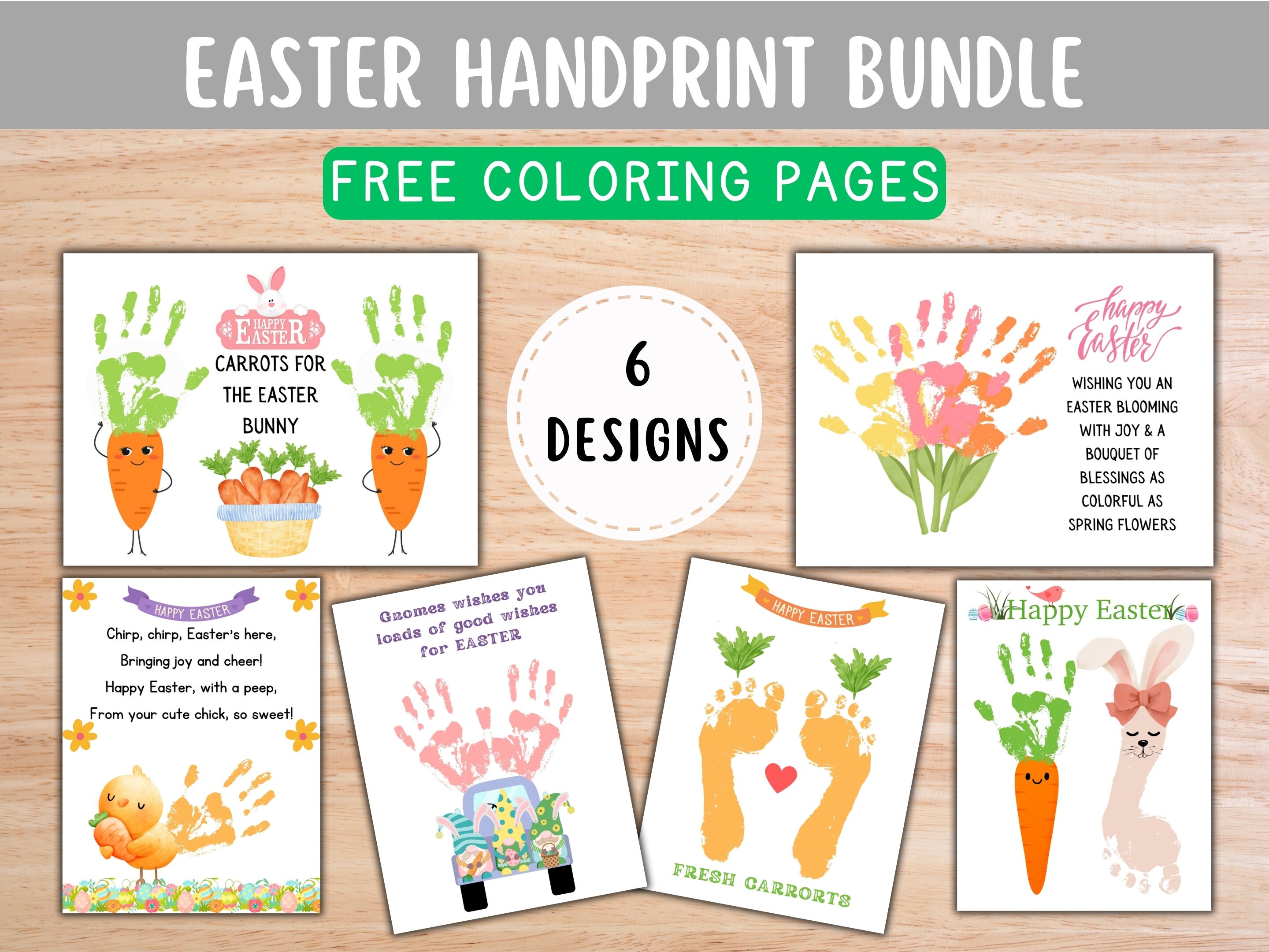 Happy Easter Handprint Footprint Art Craft Bundle, Easter Craft for ...