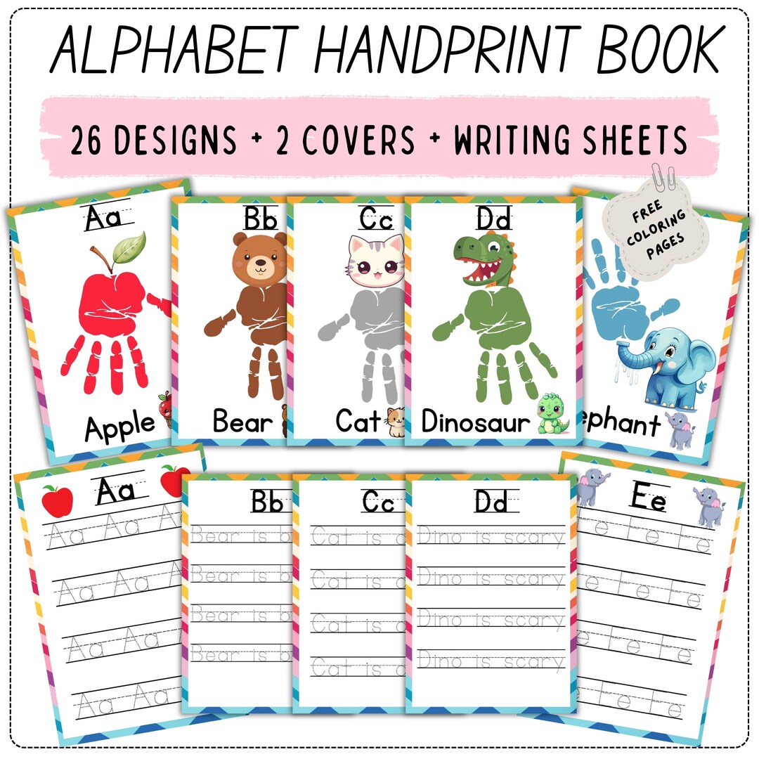 DIY Alphabet Handprint Book, Alphabet Handprint Craft, Preschool ...