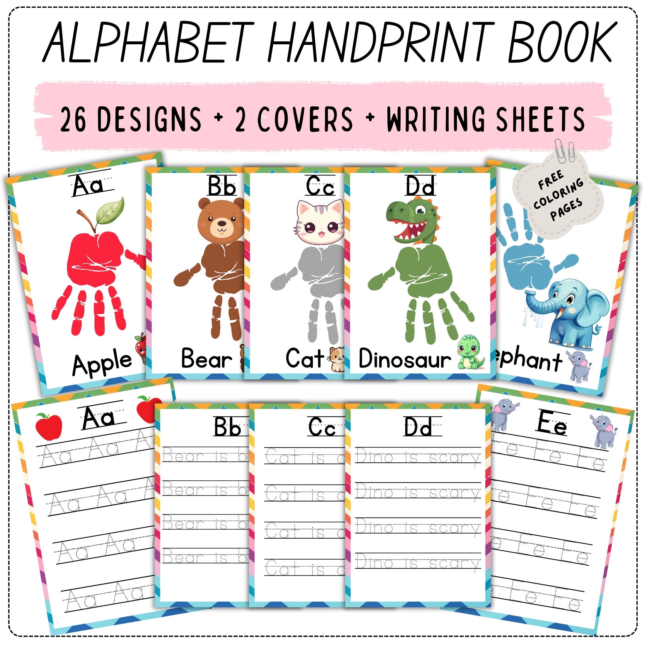 DIY Alphabet Handprint Book, Alphabet Handprint Craft, Preschool ...