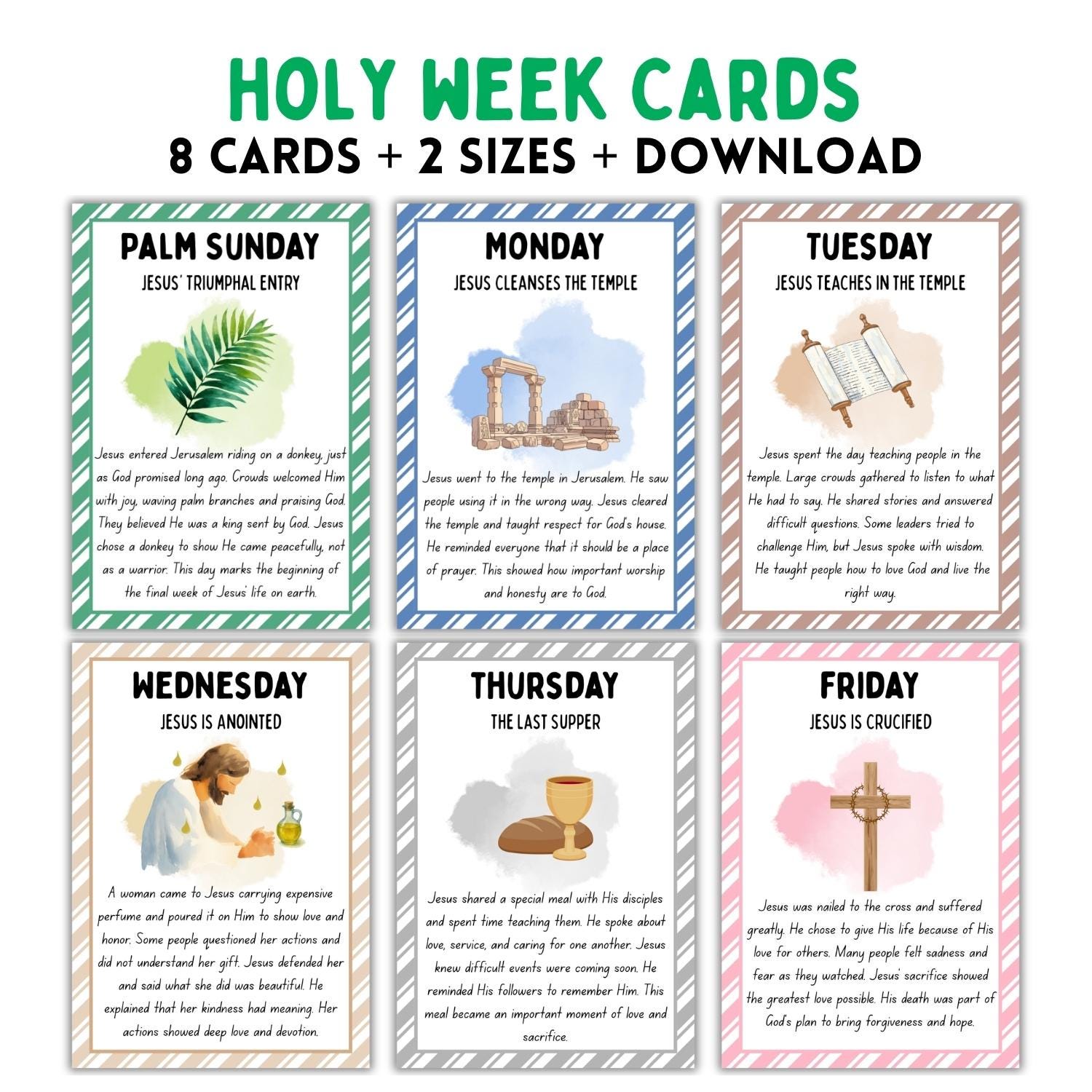 PRINTABLE Holy Week Cards, Easter Story Cards, Easter Advent, Easter ...