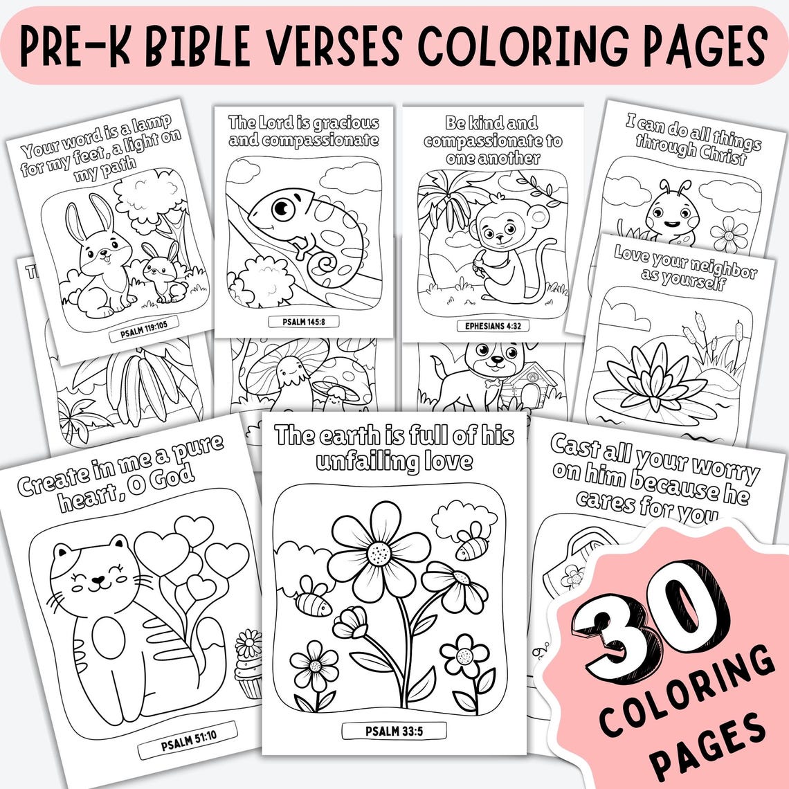 PRINTABLE Bible Verse Coloring Pages for Preschoolers, Preschool Bible ...
