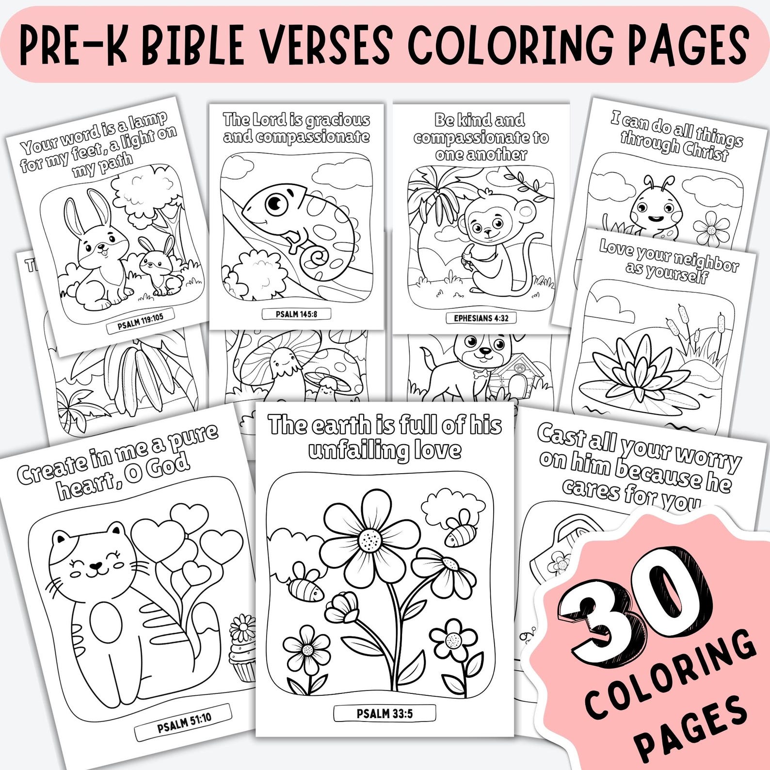 PRINTABLE Bible Verse Coloring Pages for Preschoolers, Preschool Bible ...