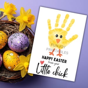 PRINTABLE Easter Chick Hand Print Art, Handprint Easter Craft, Kids ...