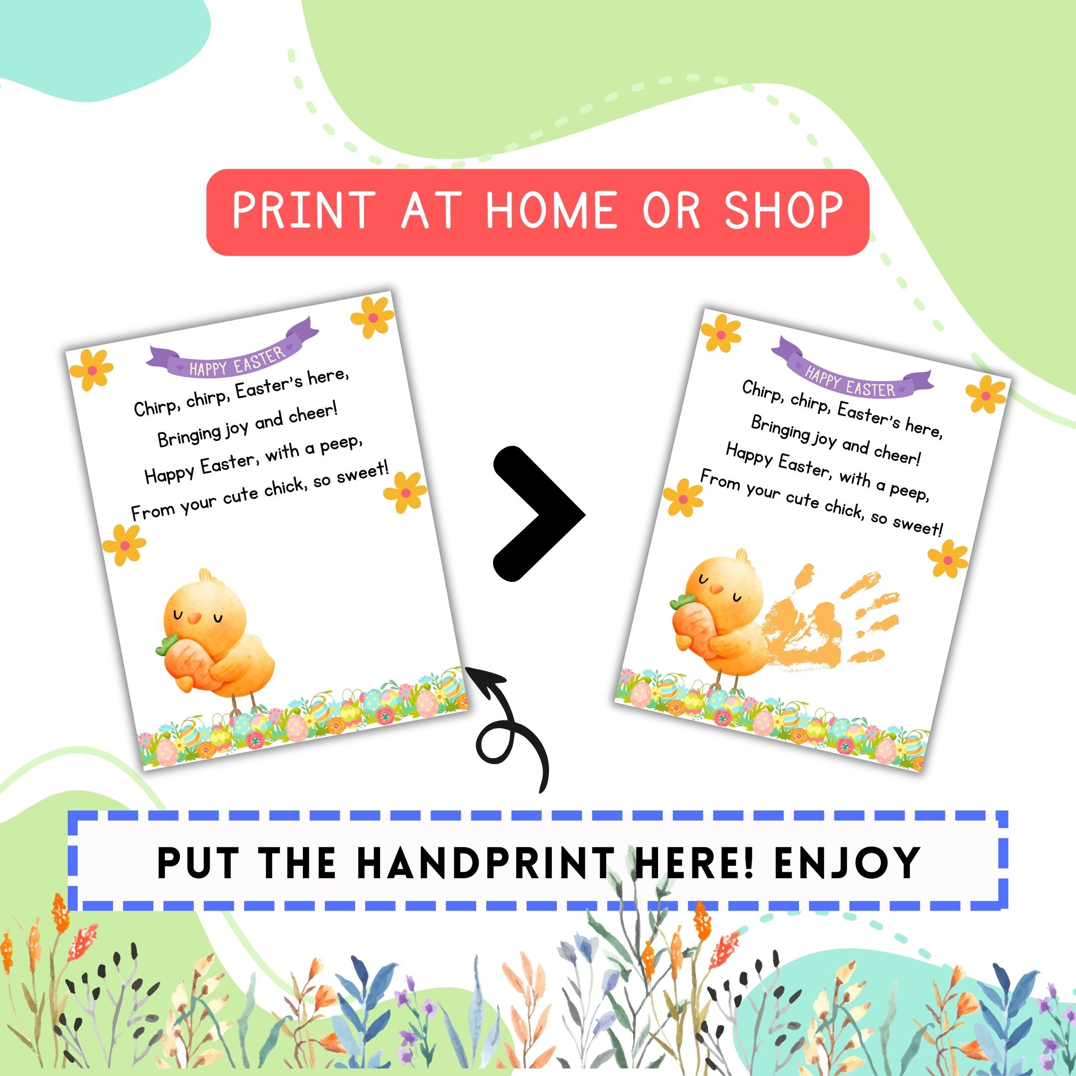 Happy Easter Handprint Footprint Art Craft Bundle, Easter Craft for ...