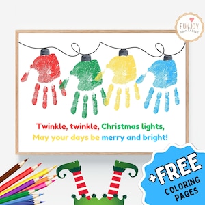 Handprint Christmas Lights, Christmas Handprint Art Crafts Template ...