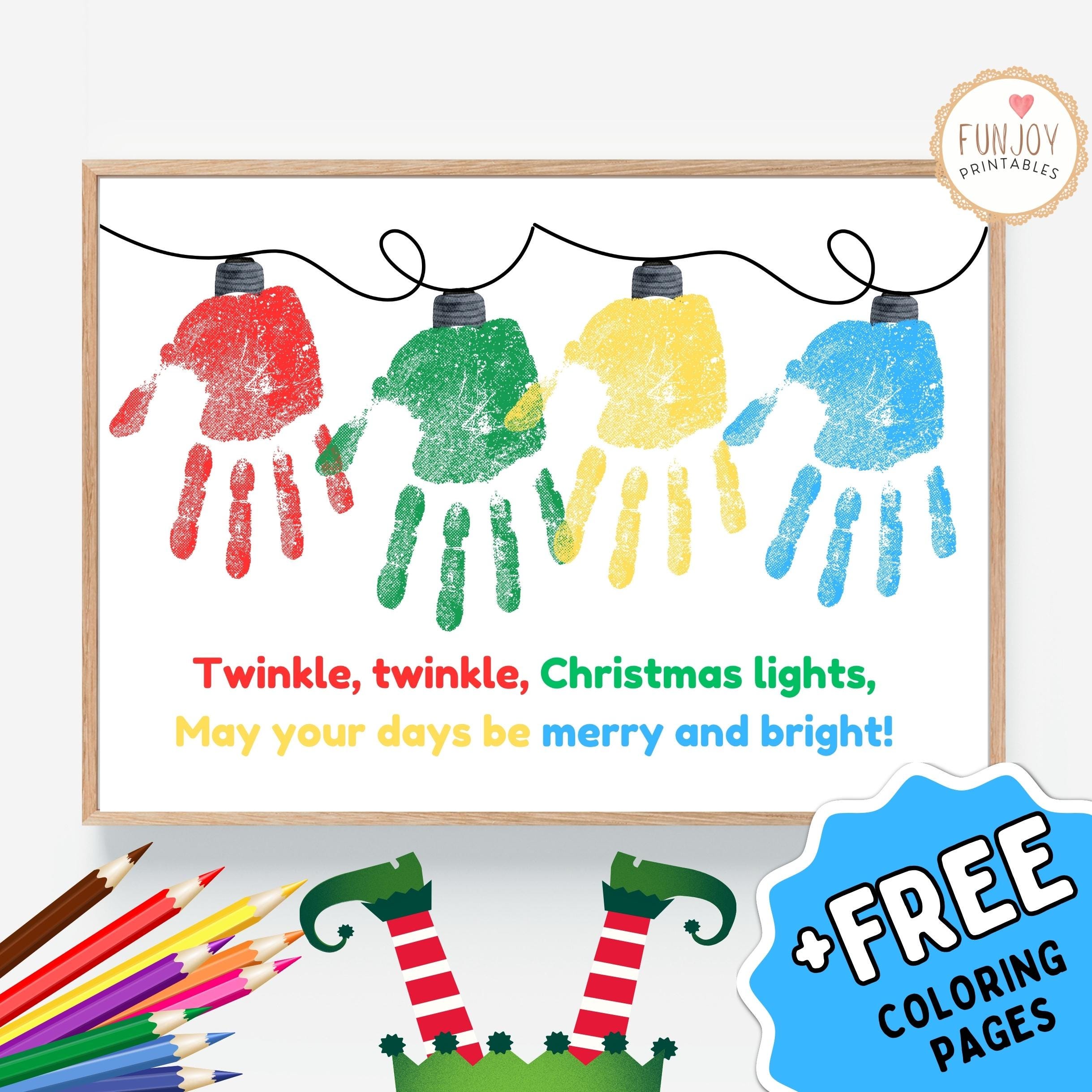 Handprint Christmas Lights, Christmas Handprint Art Crafts Template ...