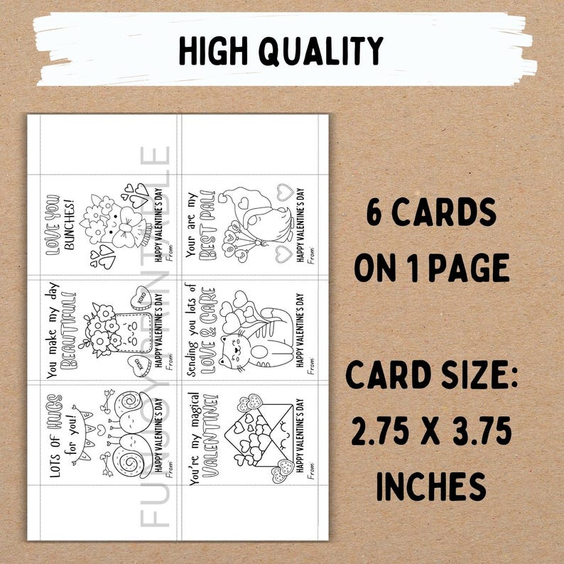 EDITABLE Valentines Coloring Cards, Valentine Craft for Kids, Valentine ...