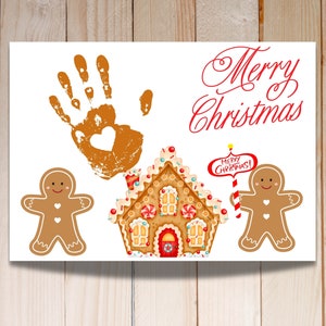 Christmas Handprint Art Gingerbread House Craft, Christmas Handprint ...