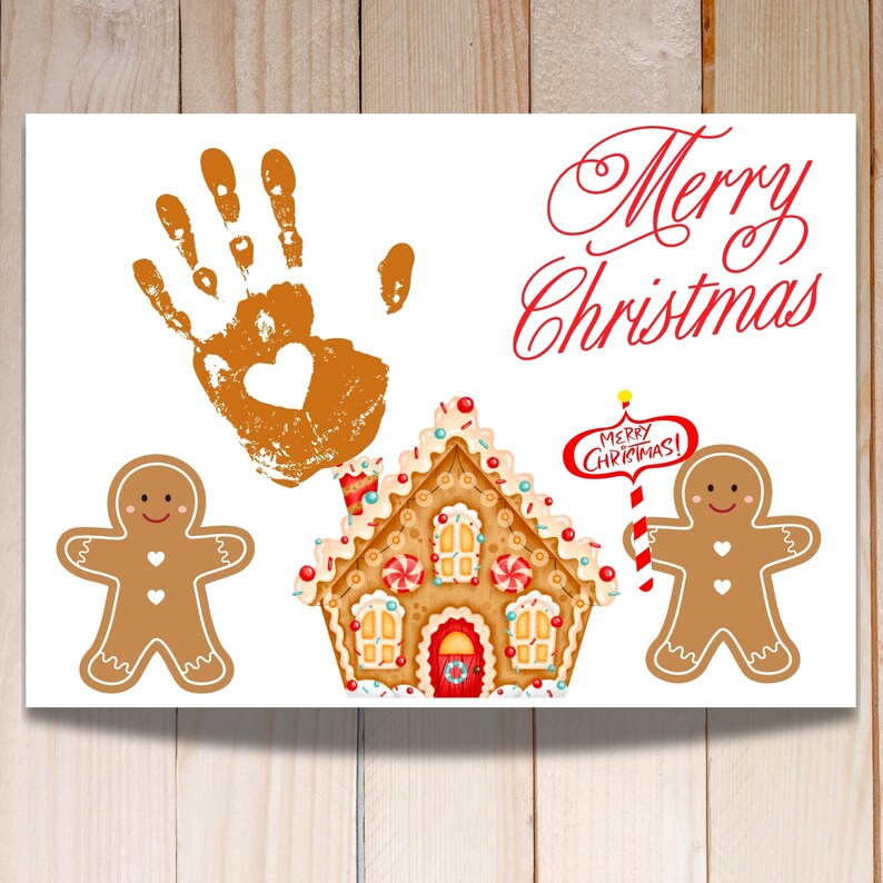 Christmas Handprint Art Gingerbread House Craft, Christmas Handprint ...