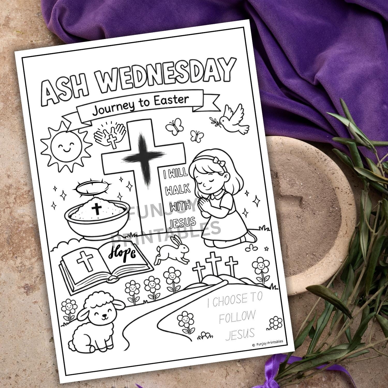 Ash Wednesday Coloring Page PRINTABLE, Catholic Lent Activity, Journey ...
