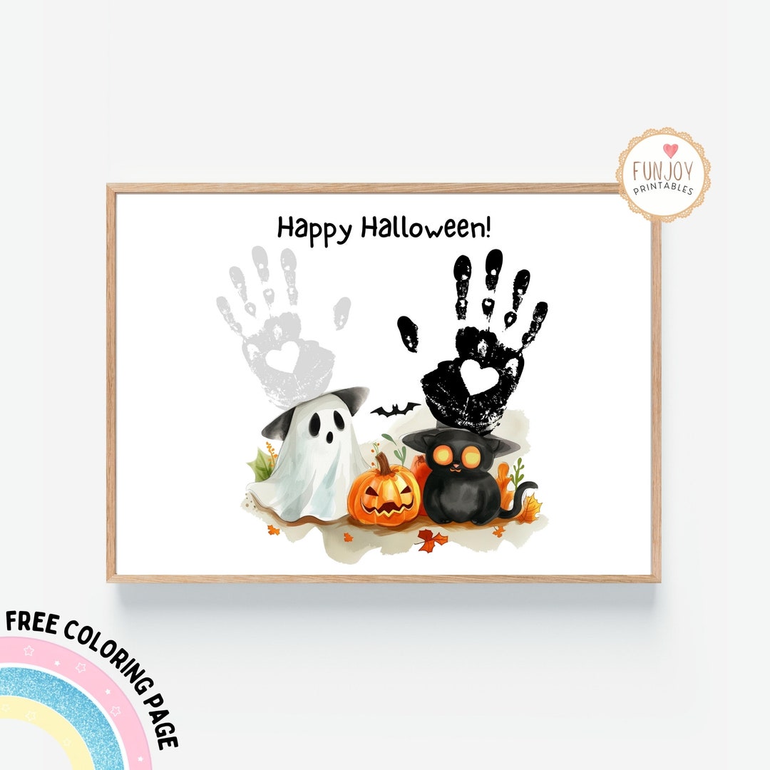 Halloween Hand Print Activity, Spooky Handprint Art Craft, Frankenstein ...