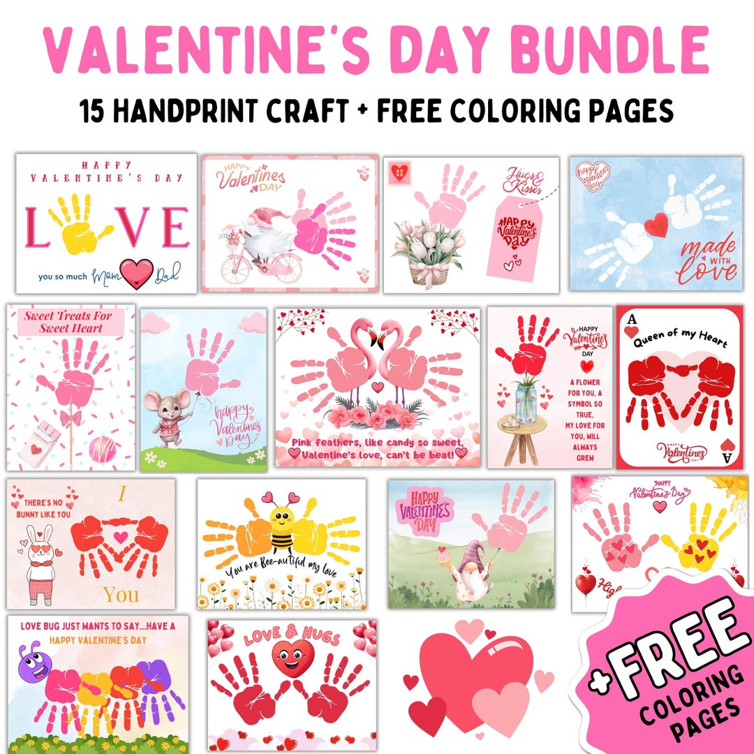Printable Valentines Day Handprint Craft, Keepsake Art, Toddler ...