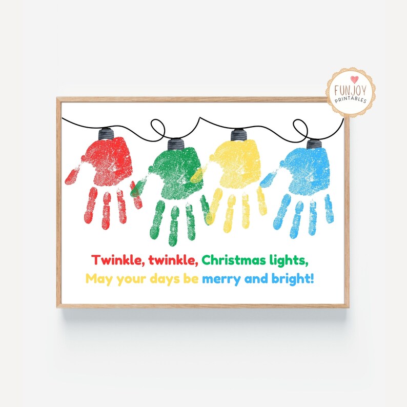Handprint Christmas Lights, Christmas Handprint Art Crafts Template ...