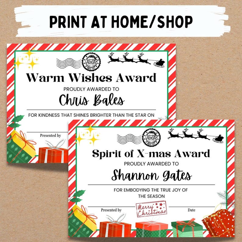 50 Christmas Award Certificates Canva Templates – Fully Editable Funny ...