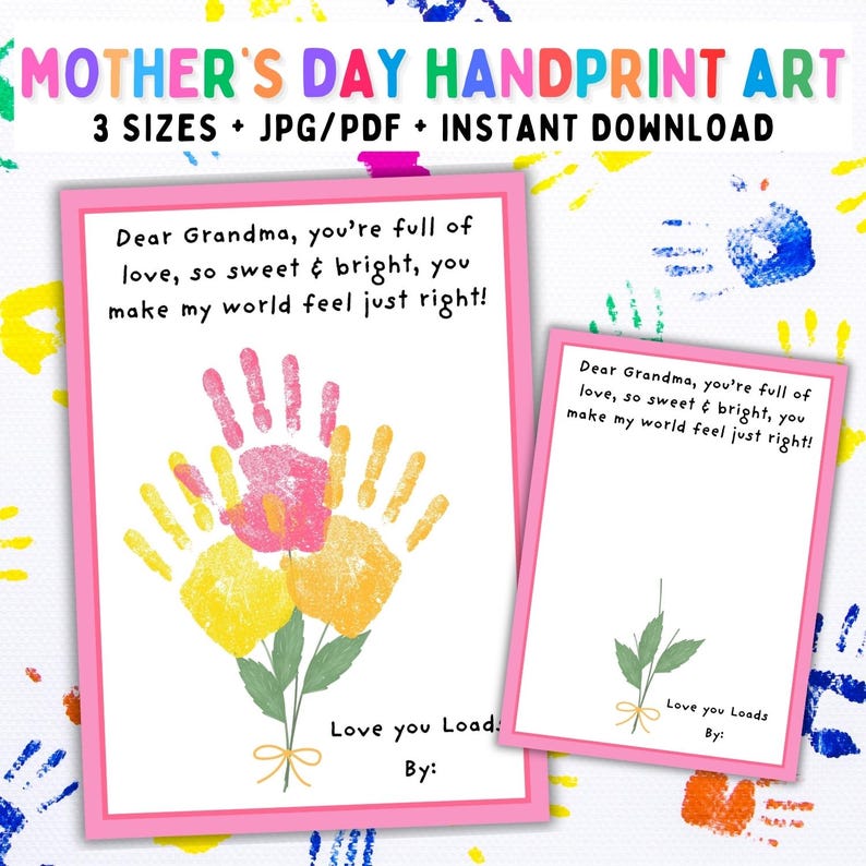 Grandma Handprint Poem PRINTABLE, Mother’s Day Gift From Kids, Toddler ...