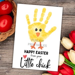 PRINTABLE Easter Chick Hand Print Art, Handprint Easter Craft, Kids ...