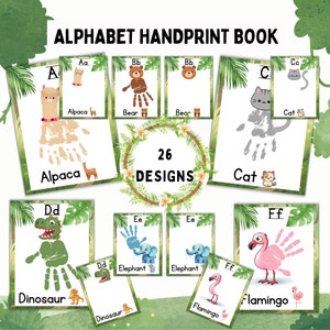 Jungle Animal Alphabet Handprint Art Craft, My Handprint Alphabet Book ...