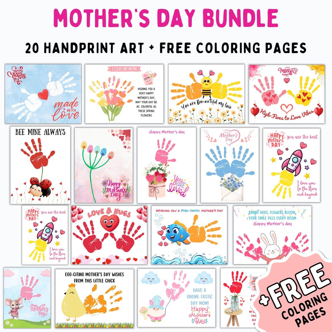 Mother's Day BUNDLE, Handprint Art Craft, DIY Craft Card Gift, Baby ...