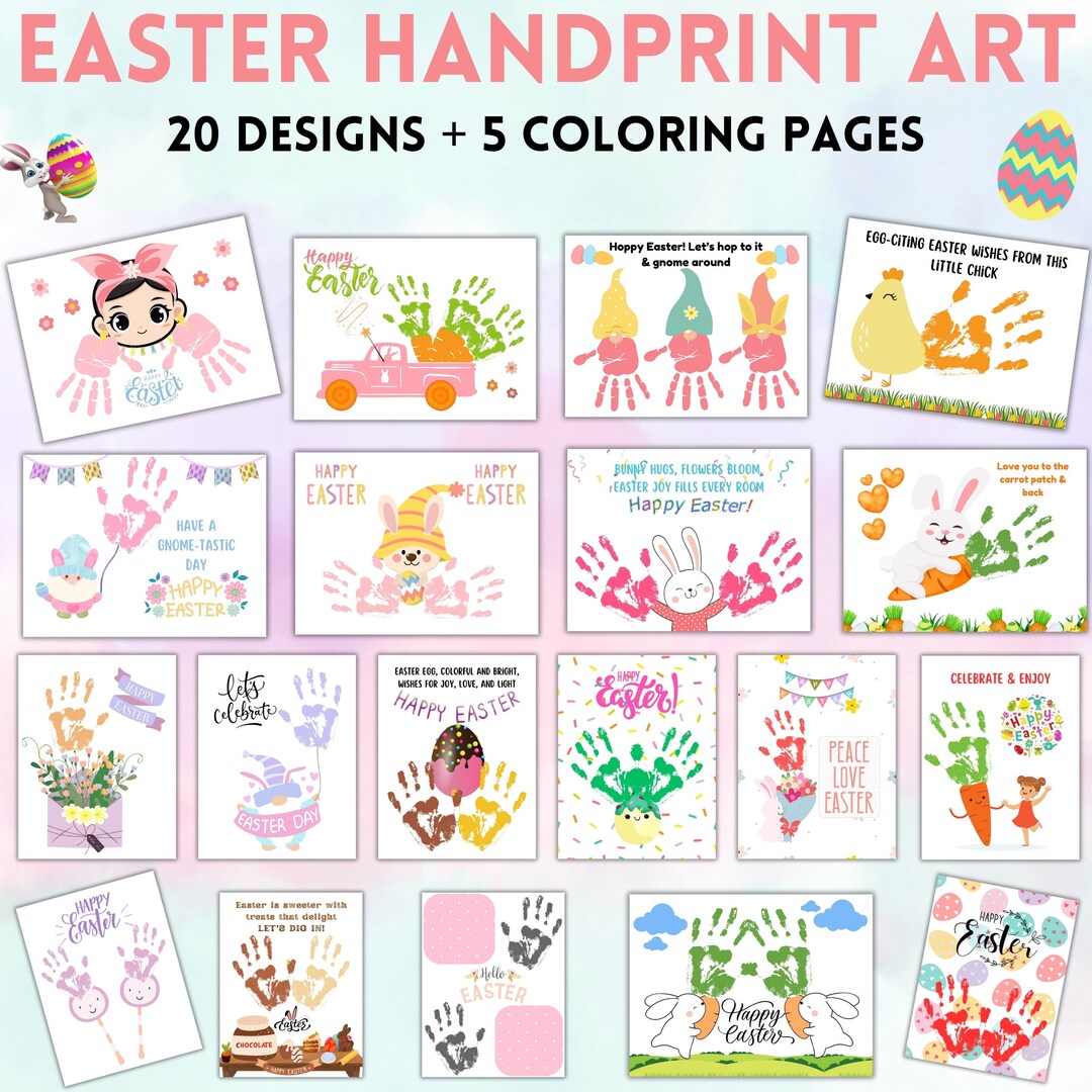 Easter Handprint Art Craft BUNDLE, Easter Keepsake Art, Happy Easter ...