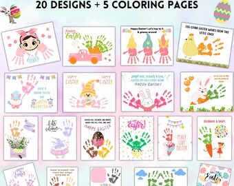 Happy Easter Handprint Footprint Art Craft Bundle, Easter Craft for ...
