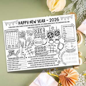 New Years Activity Placemat Printable New Years Eve Activity Sheet NYE ...