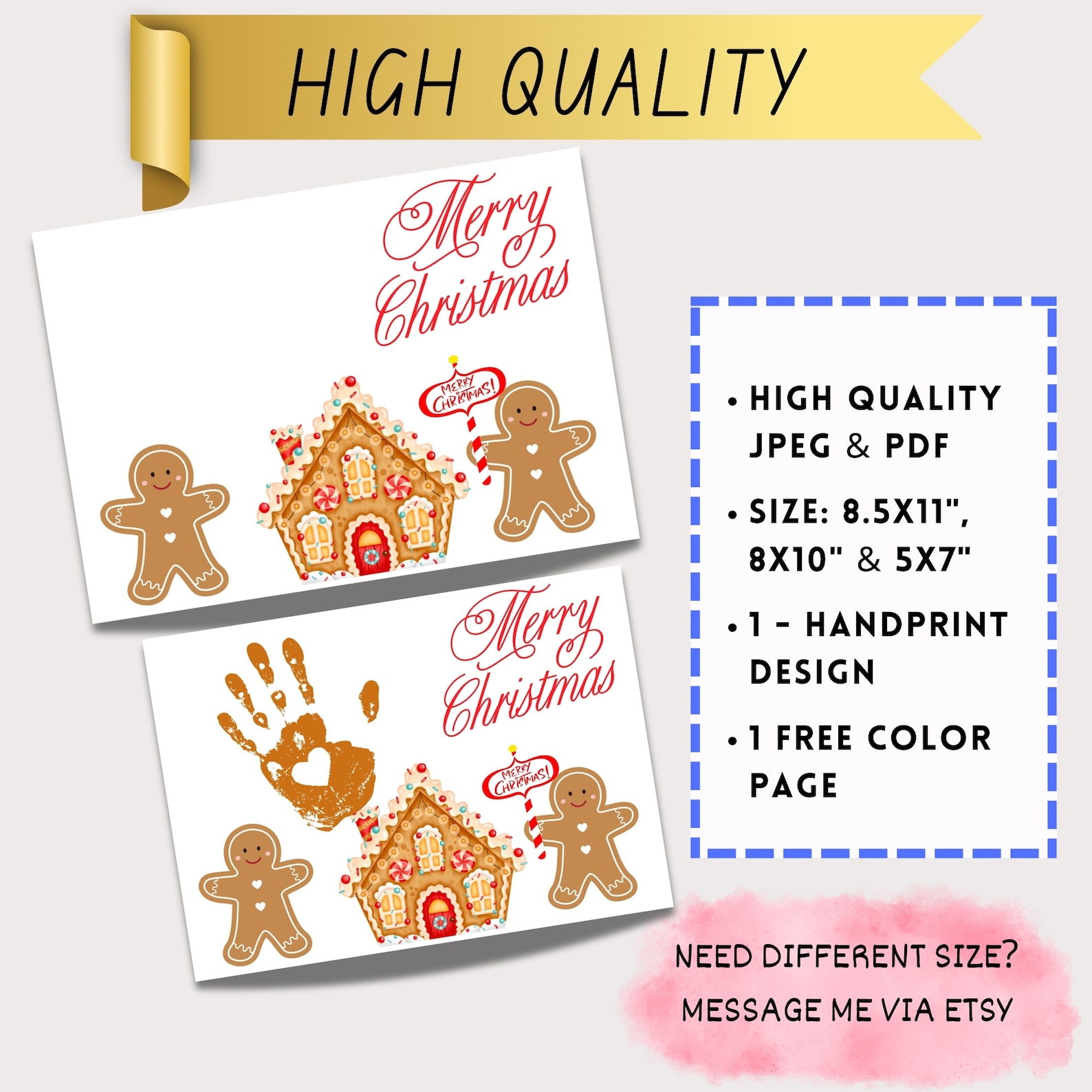 Christmas Handprint Art Gingerbread House Craft, Christmas Handprint ...