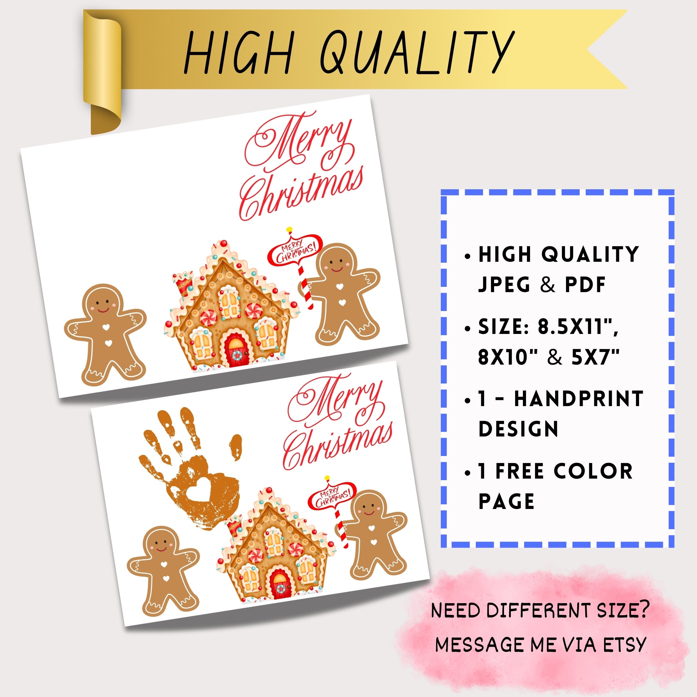Christmas Handprint Art Gingerbread House Craft, Christmas Handprint ...