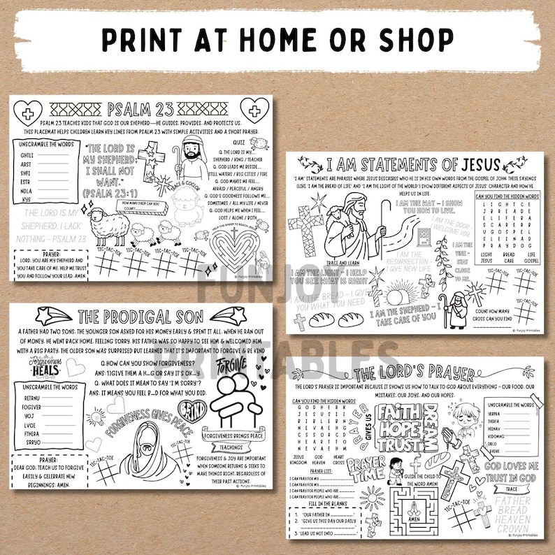 Bible Activity Sheets BUNDLE, 25 Christian Bible Stories Activity ...