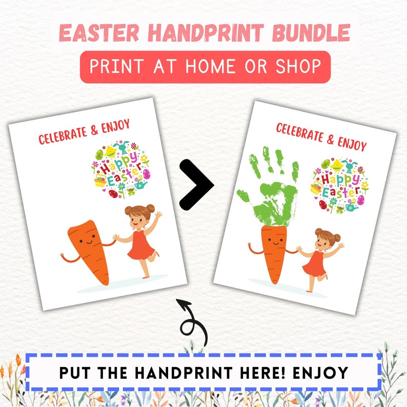 Easter Handprint Art Craft BUNDLE, Easter Keepsake Art, Happy Easter ...