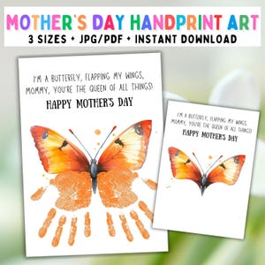Mothers Day Poem Handprint Craft, Fluttering by to Wish You a Happy ...