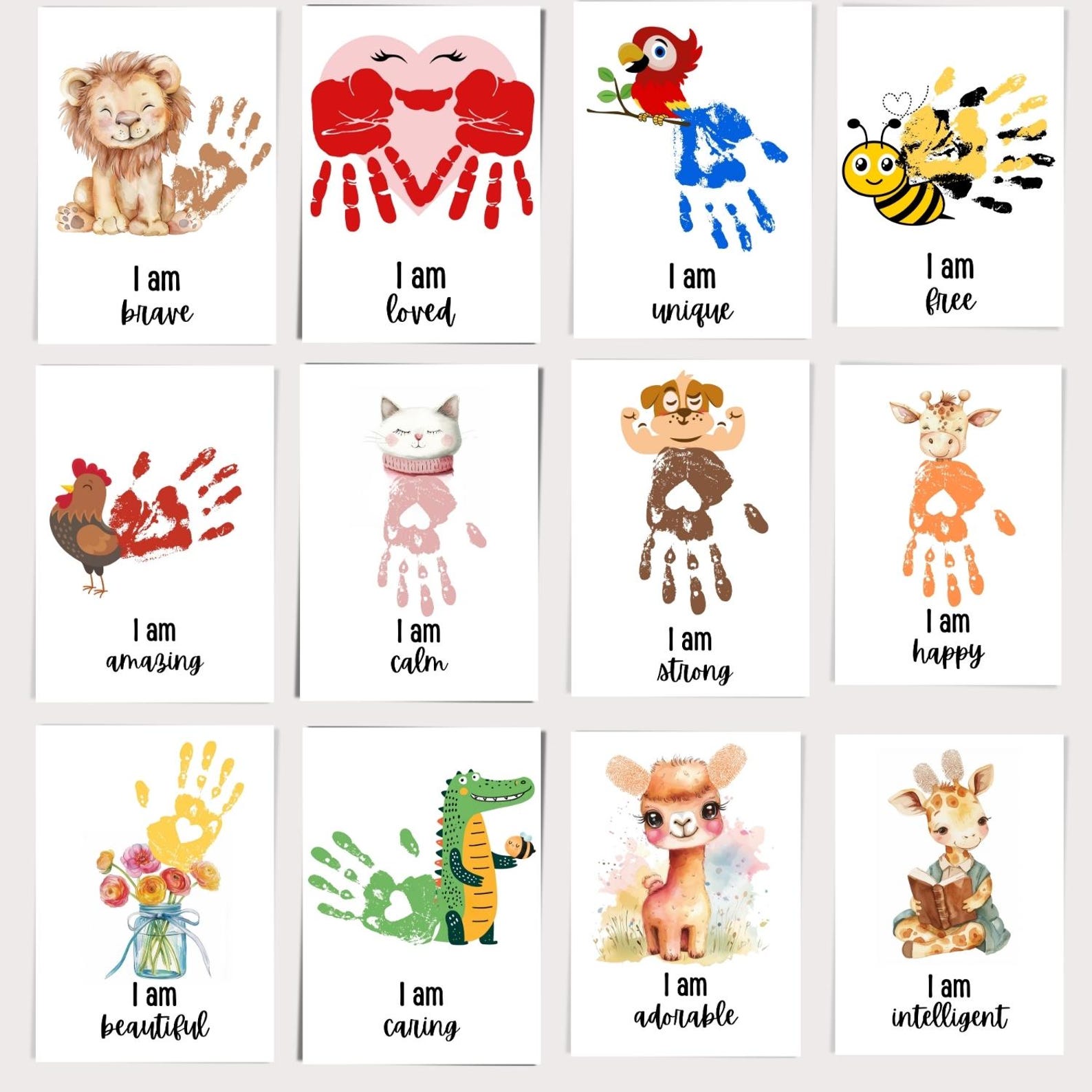 40 Affirmation Inspirational Handprint Craft BUNDLE, Affirmation ...