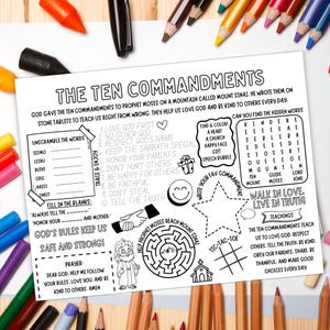 The Ten Commandments Activity Sheets, Christian Activity Pages, Bible ...