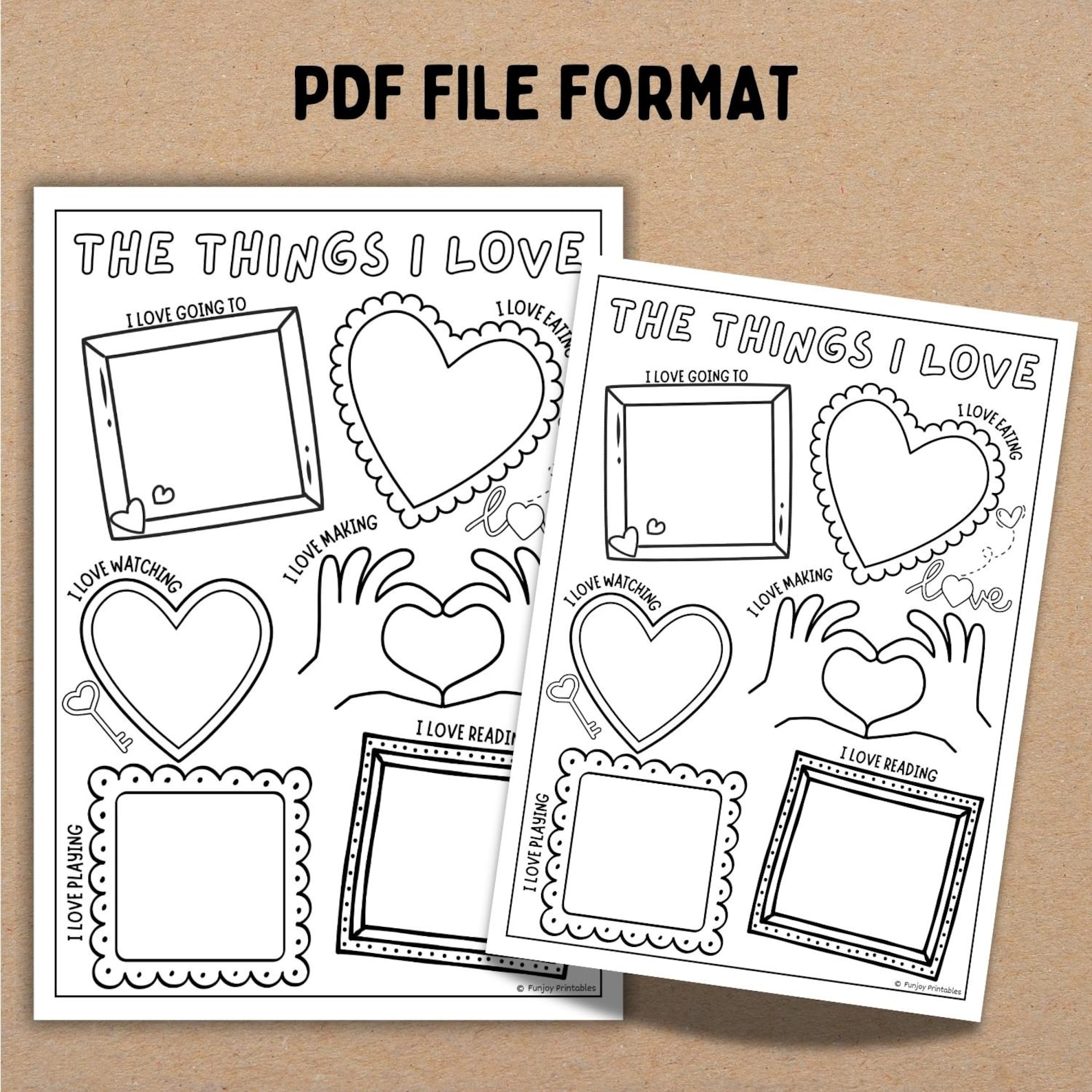 Valentines Day Kids Activity, Things I Love, Valentines Party Printable ...