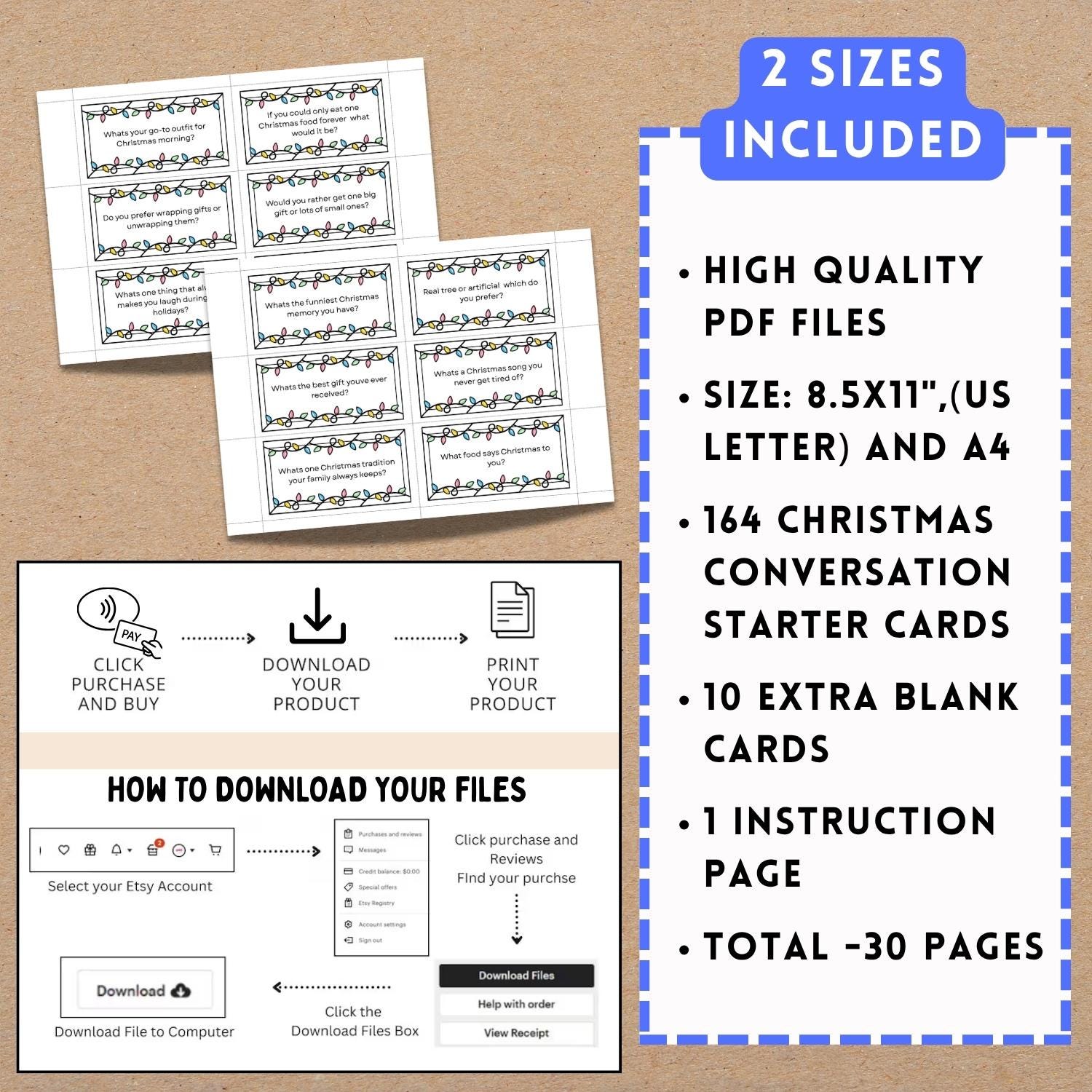 Christmas Conversation Starter Cards, Seniors, Family Game (digital ...