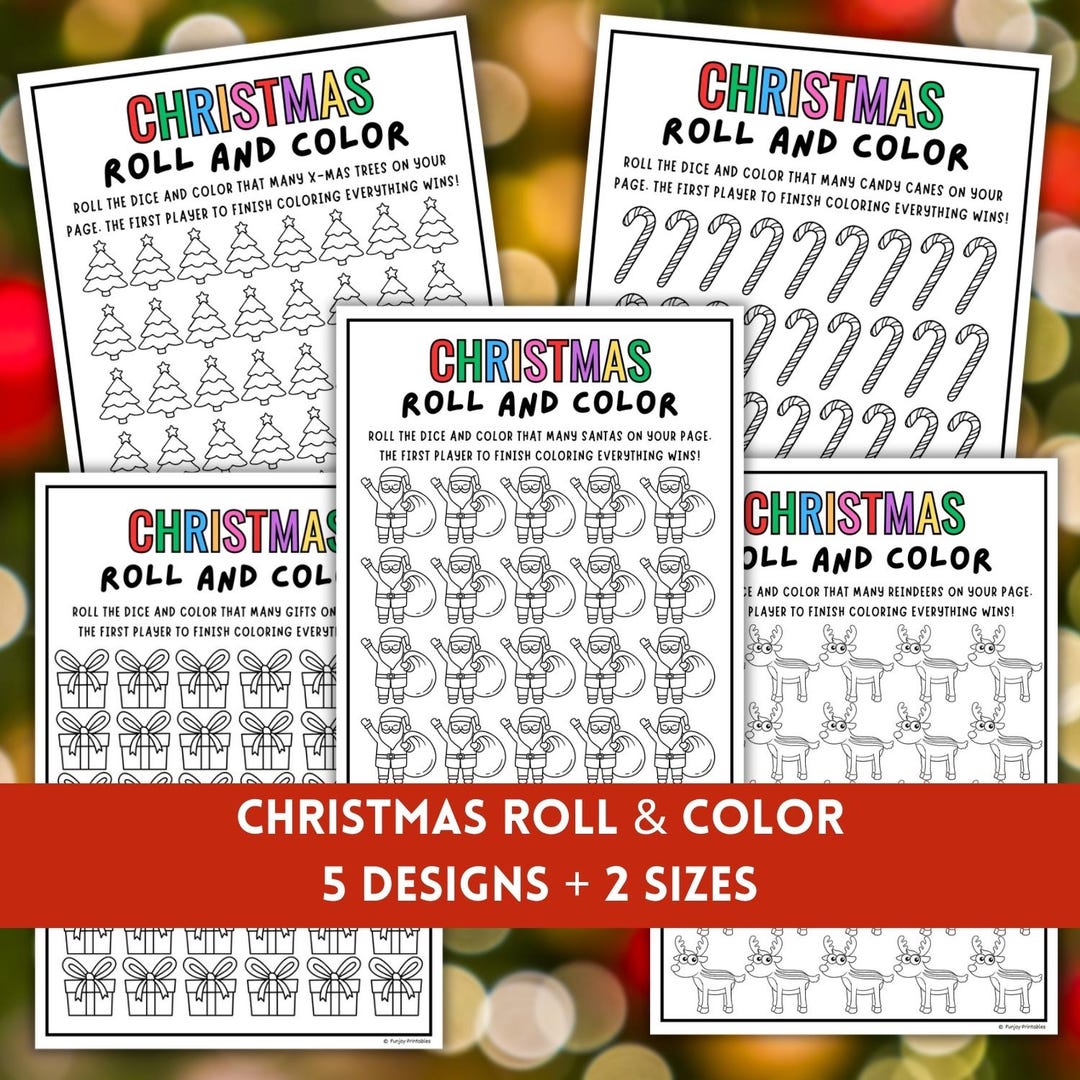 PRINTABLE Christmas Roll and Color Game, Christmas Party Game ...