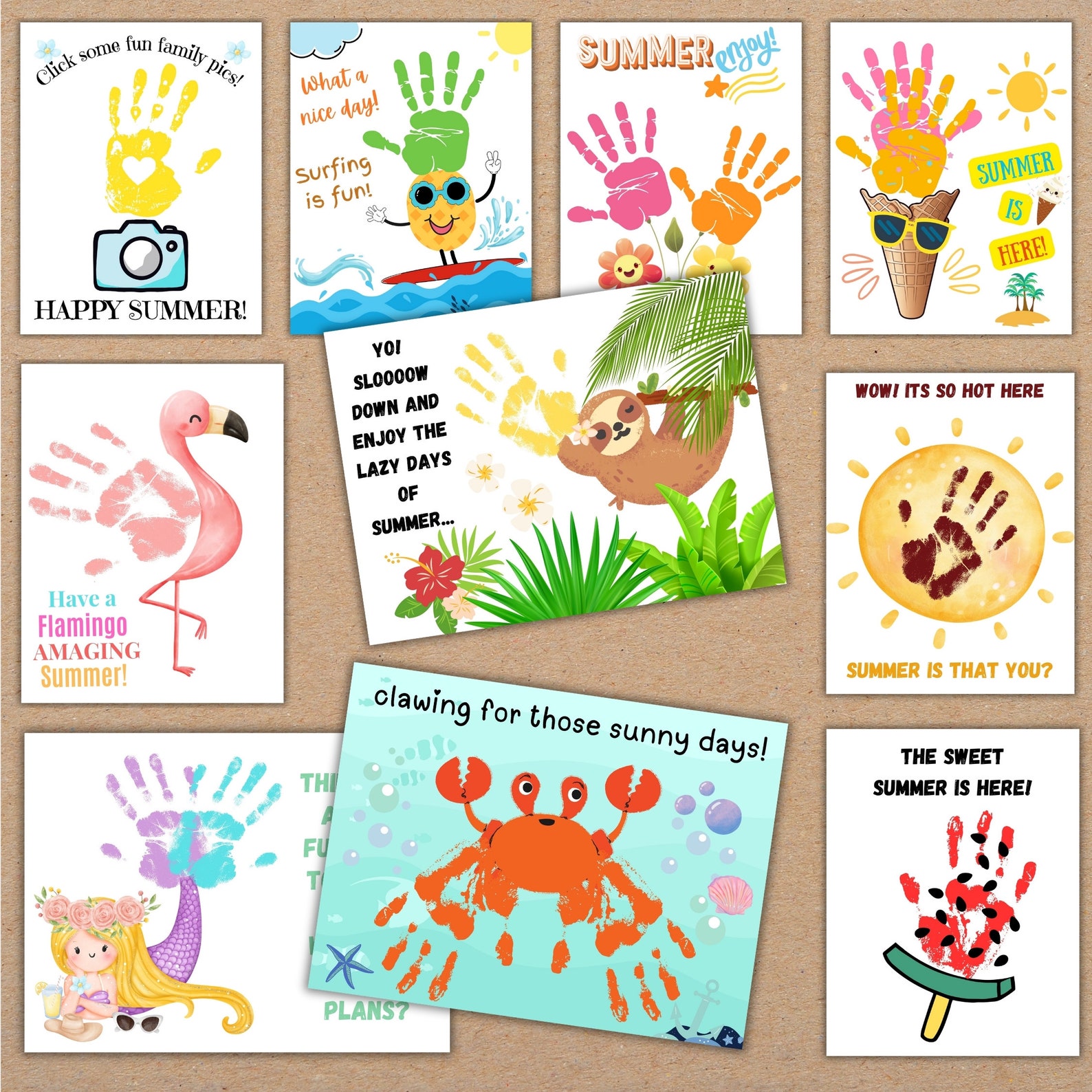 Summer Handprint Art, Summer Handprint Activity for Kids, Summer Crafts ...