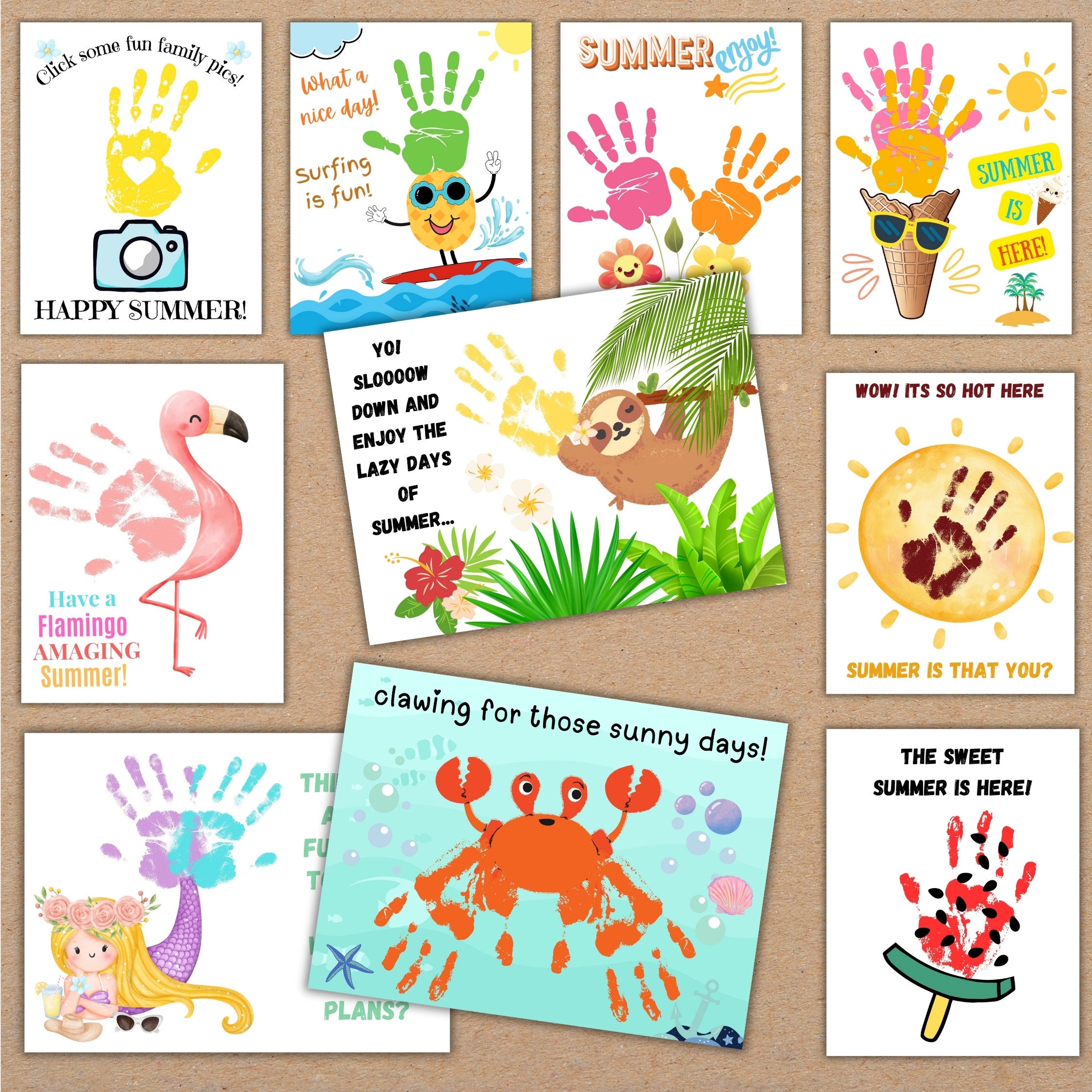Summer Handprint Art, Summer Handprint Activity for Kids, Summer Crafts ...