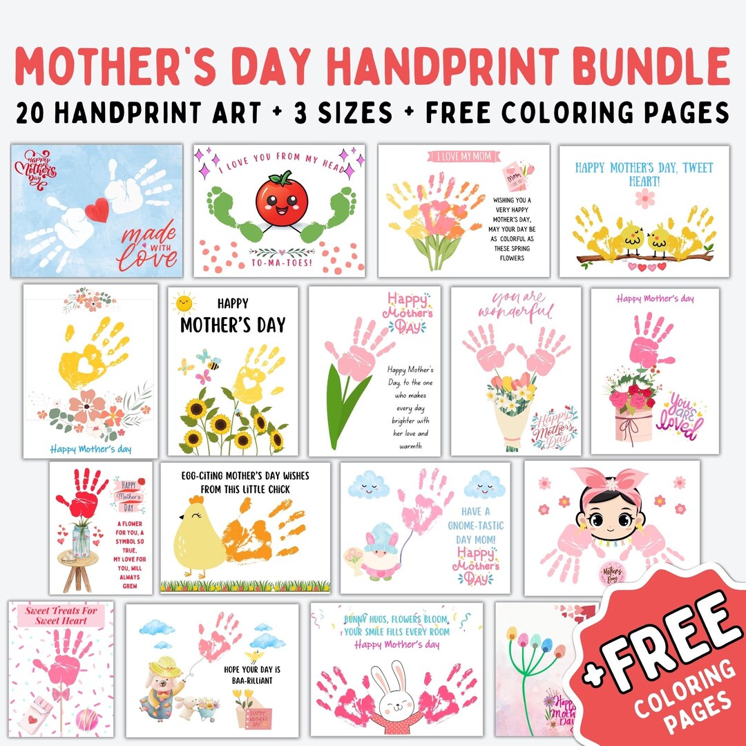 Mother's Day Handprint BUNDLE, Handprint Craft, PRINTABLE Activity for ...