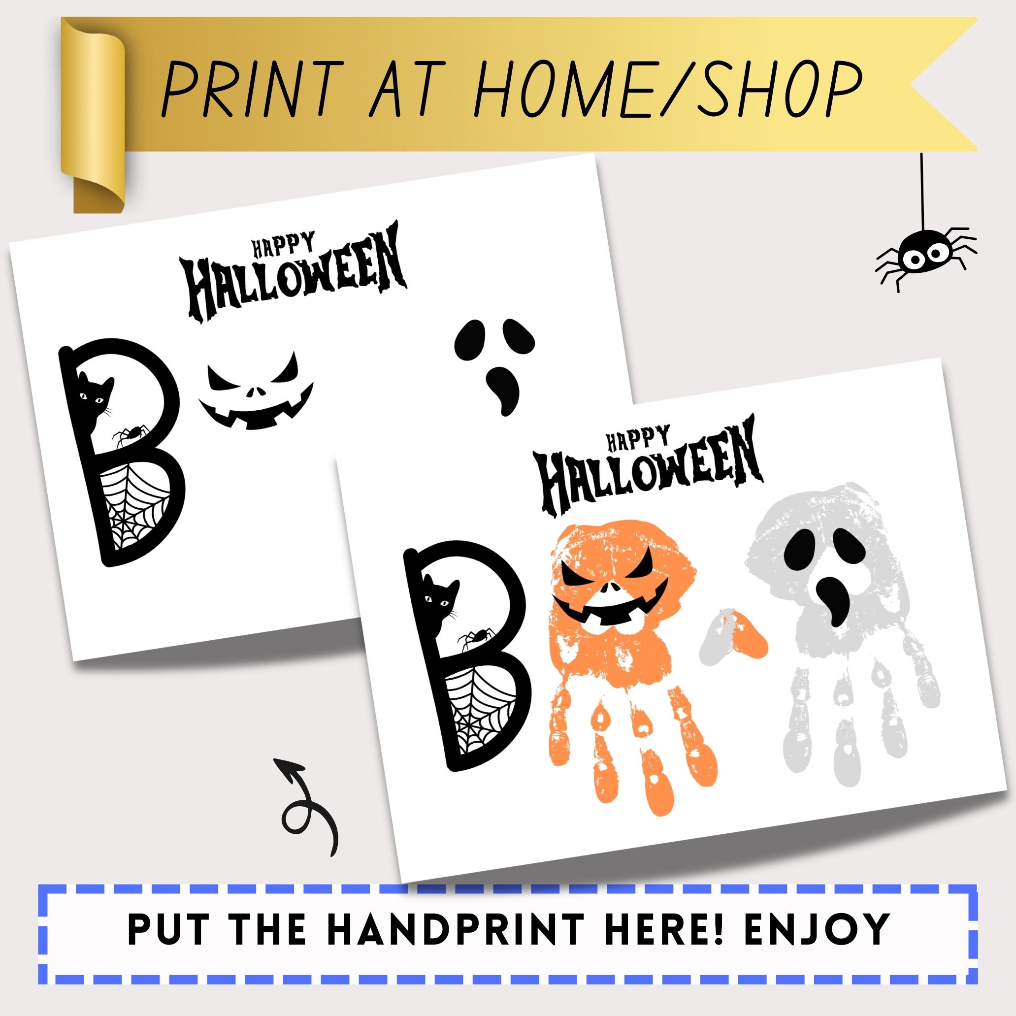 PRINTABLE Halloween Handprint Art, Boo Handprint Fall Art Craft ...