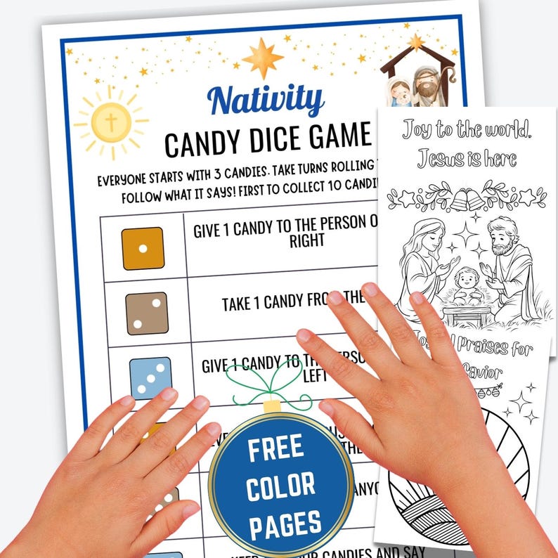 Nativity Candy Dice Game Printable, Christmas Bible Activity (digital ...