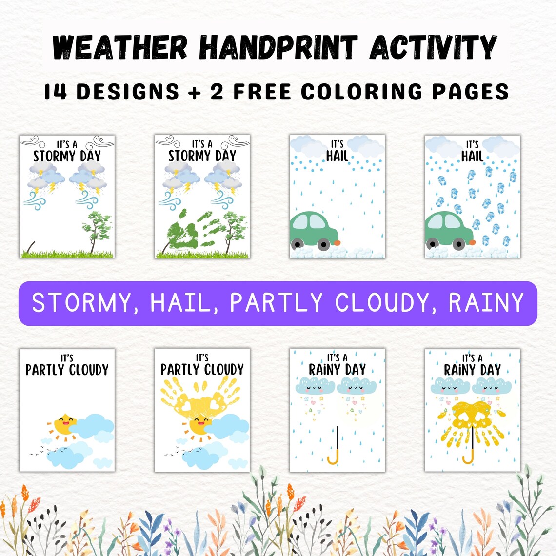 Printable Weather Handprint Craft Bundle, Kindergarten, Handprint Art ...