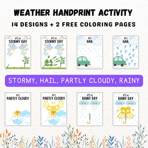 Printable Weather Handprint Craft Bundle, Kindergarten, Handprint Art ...