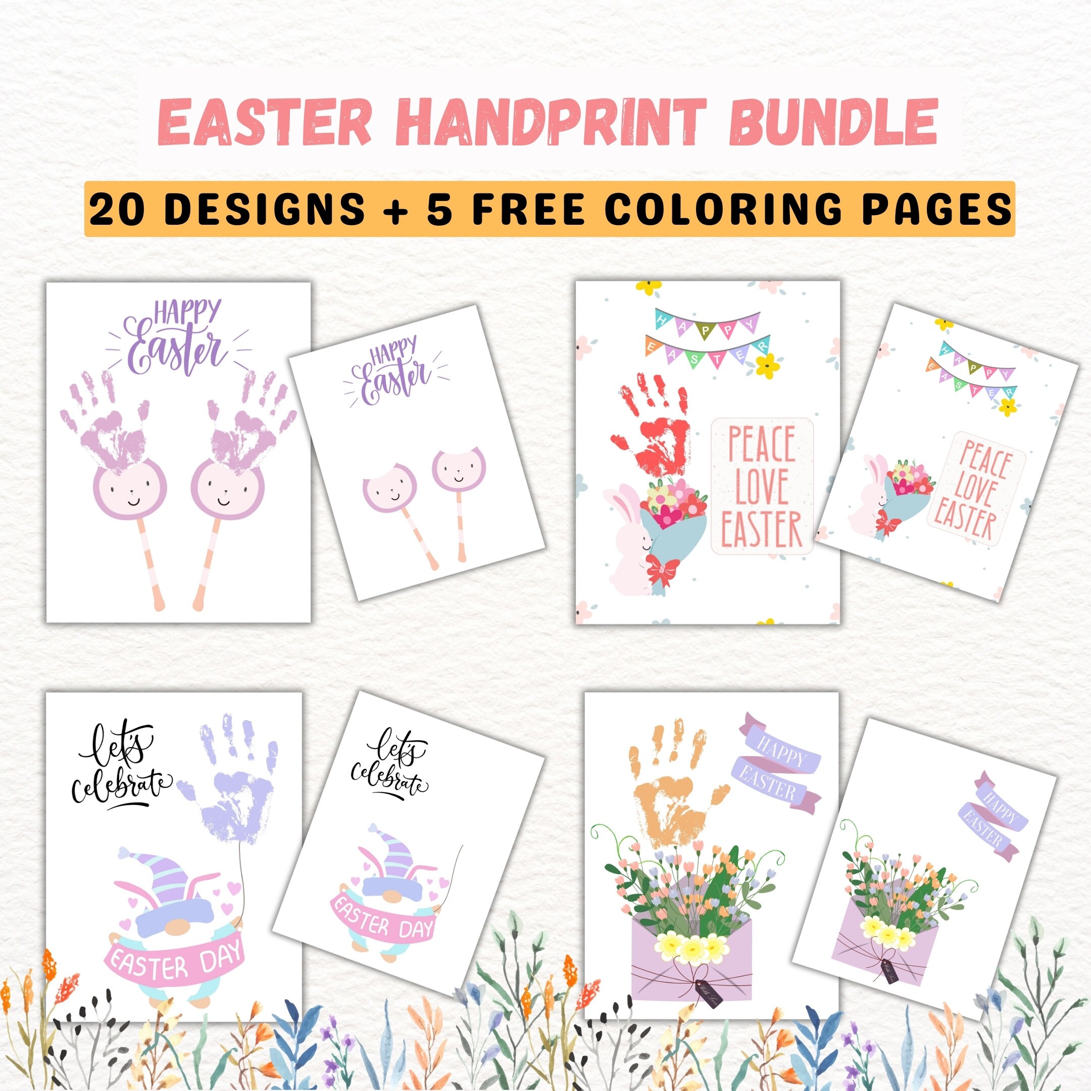 Easter Handprint Art Craft BUNDLE, Easter Keepsake Art, Happy Easter ...