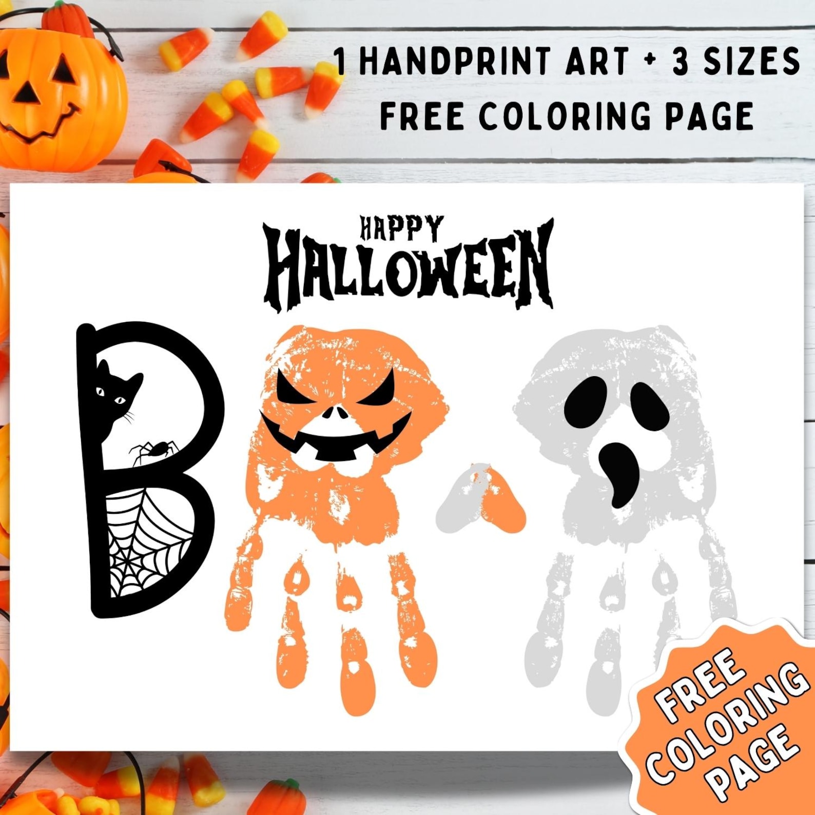 PRINTABLE Halloween Handprint Art, Boo Handprint Fall Art Craft ...